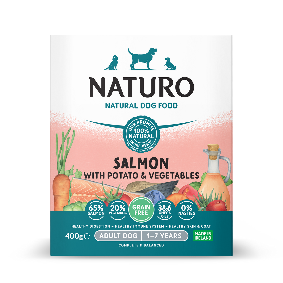 Salmón con Patata y Vegetales Grain Free - Perro Adulto – Naturo Pet ...